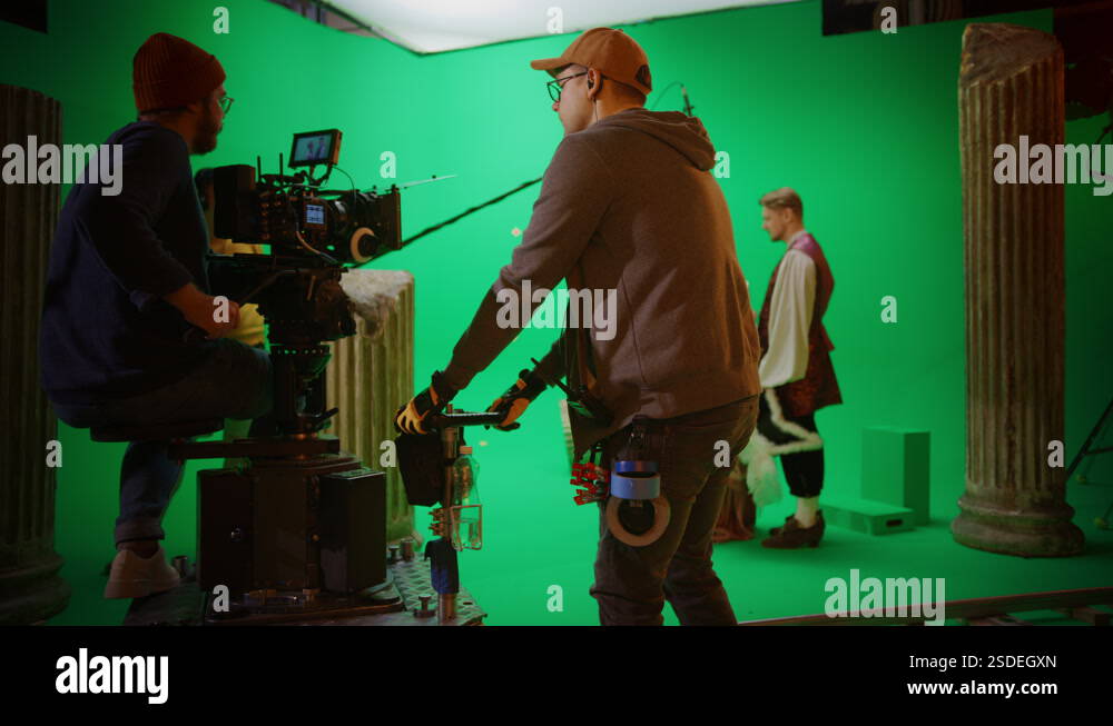 On Film Studio Set Shooting Historical Movie Green Screen Scene ...