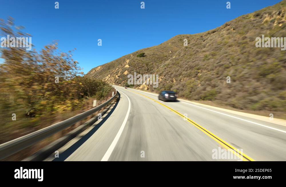 Driving on the edge in scenic Big Sur California Cabrillo Highway 1 ...
