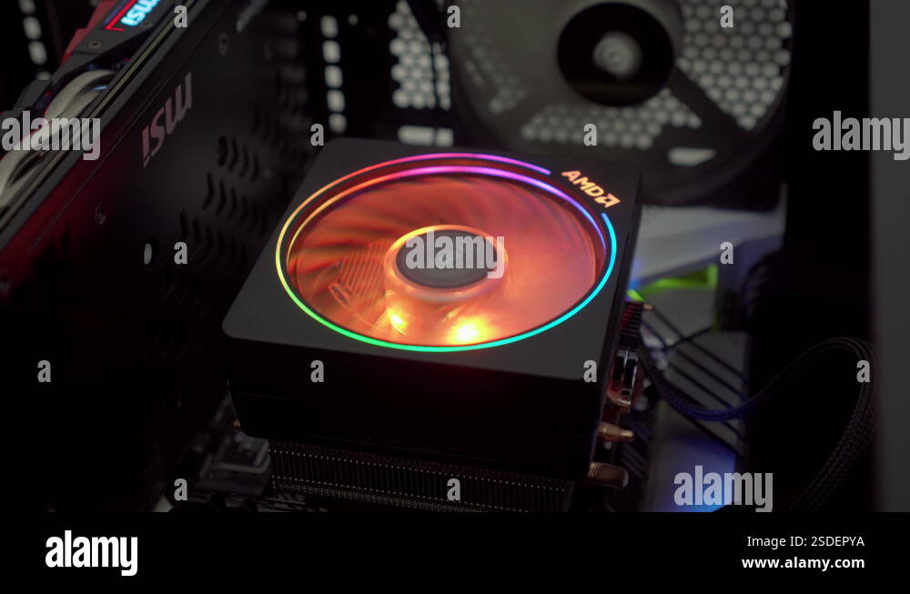 4k motorized jib shot of AMD Ryzen cpu in a desktop PC Stock Video Footage - Alamy