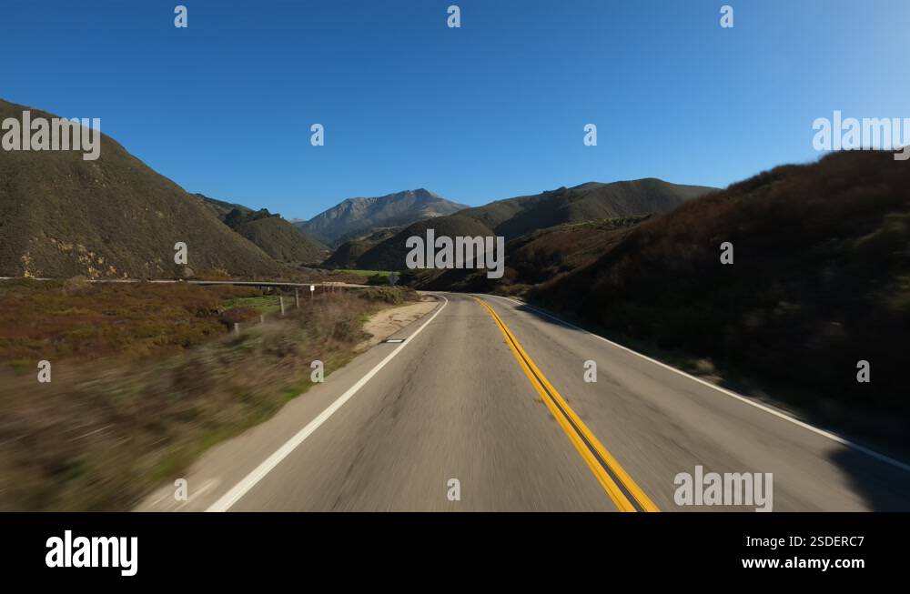 Driving on the edge in scenic Big Sur California Cabrillo Highway 1 ...