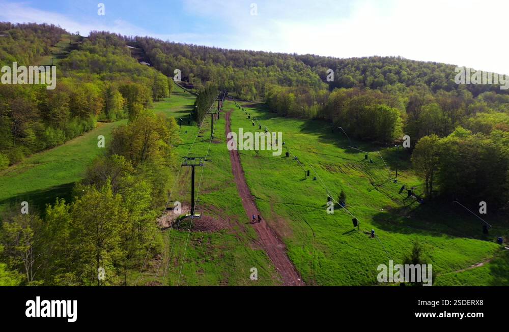 Epic Aerial Fly Up View from Bottom to Top of Ski Slope Stock Video ...
