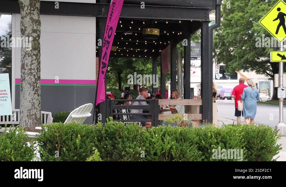 People having lunch outdoor restaurant patio Downtown Buckhead Ga Stock ...