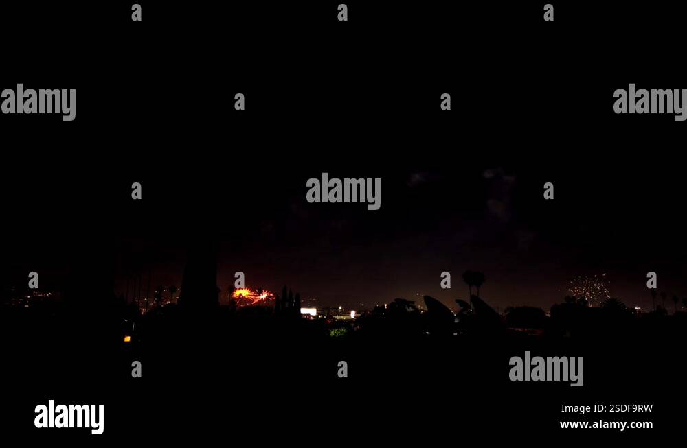 Time-lapse of illegal fireworks being set off in Hollywood, CA on the 4th Stock Video Footage ...