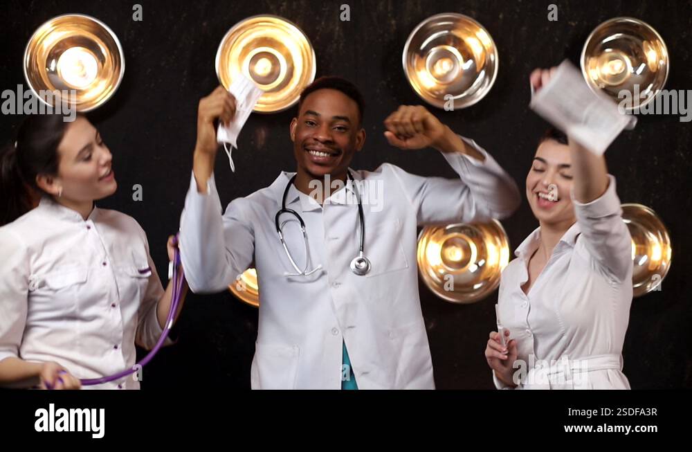 Graduation from college. Medical students have passed exams and are ...