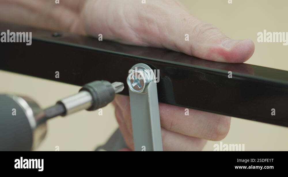 Using power drill screwdriver tool to connect metal parts together, DIY ...