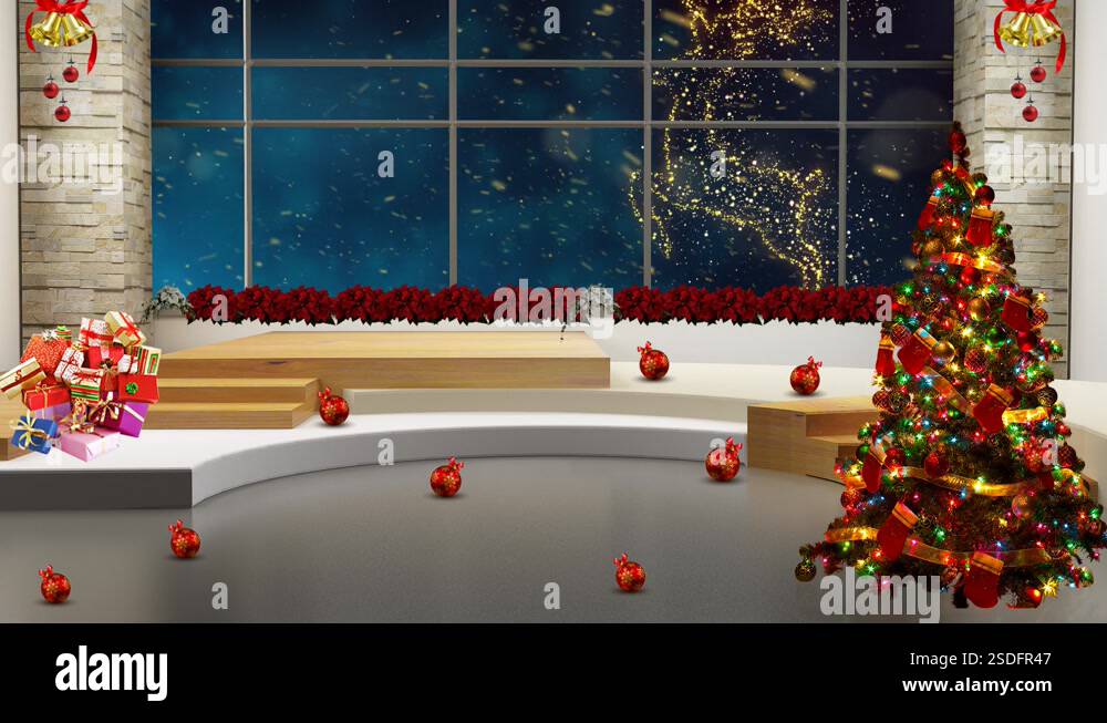 Christmas TV Studio Set 43 - Virtual Green Screen Background Loop Stock ...
