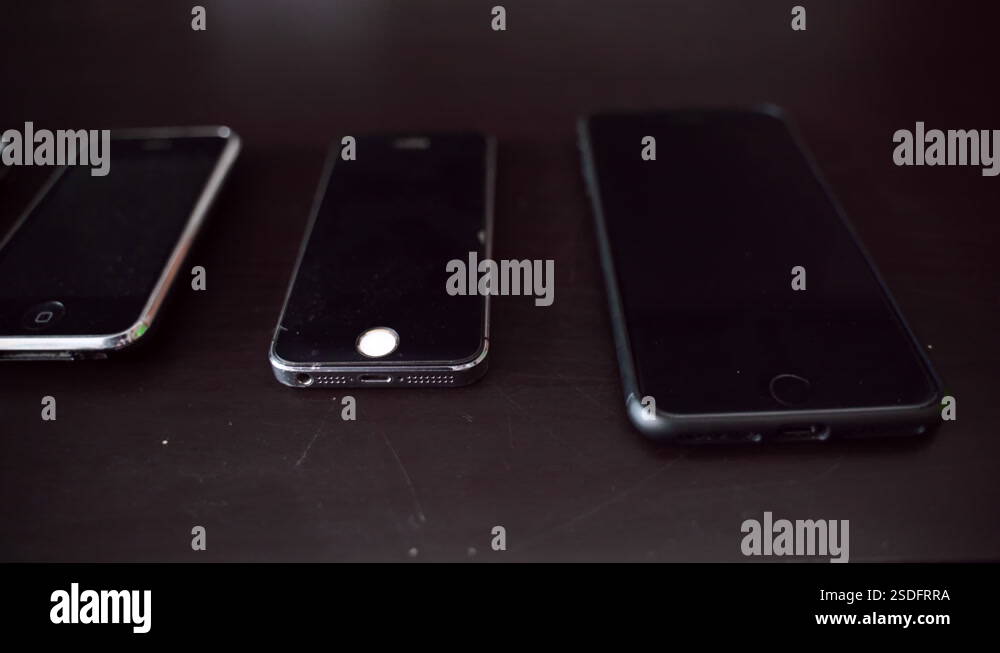 ROME, ITALY - MAY 6, 2020: Old and new mobile phones collection on the ...