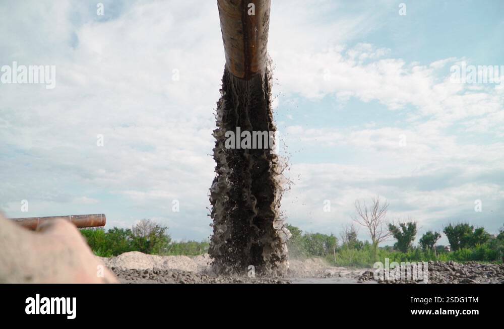 Wastewater Large Rust Pipe Merge Environment Forest. Sewage Sewer ...