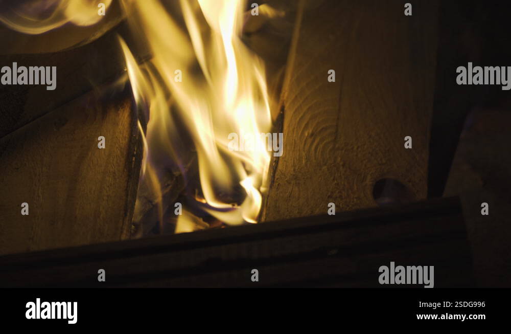 Flames starting to burn fresh wood in bonfire, 4k Stock Video Footage ...