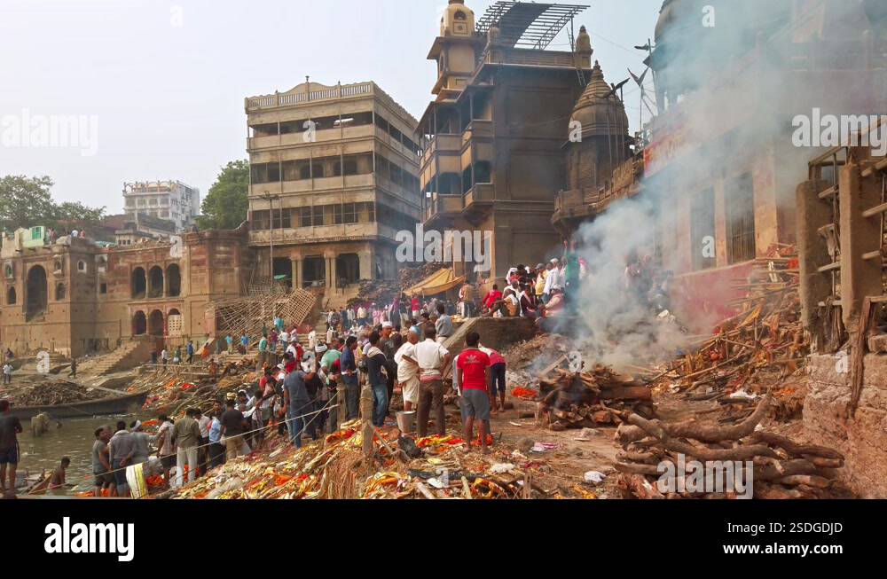 Manikarnika Ghat is one of the ghats in Varanasi Stock Video Footage ...
