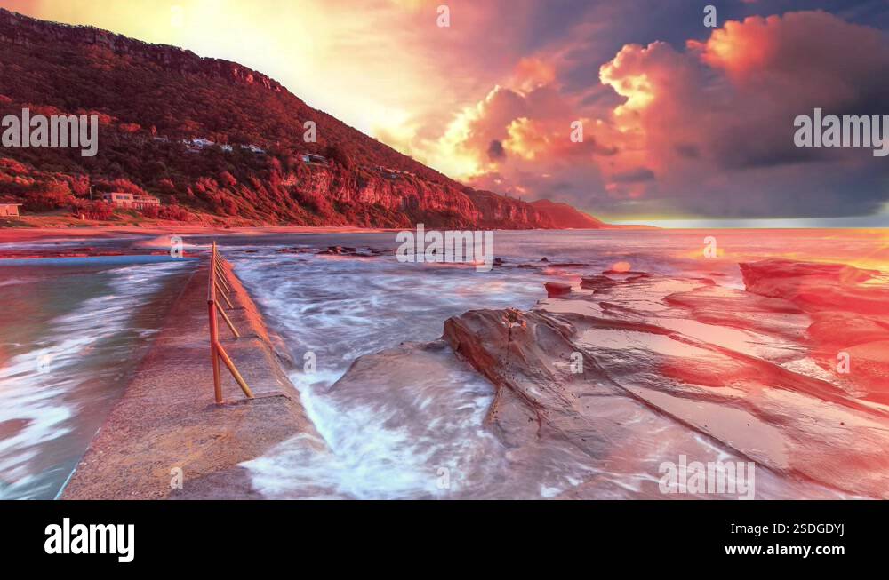 Dramatic time lapse along coast of Australia Stock Video Footage - Alamy