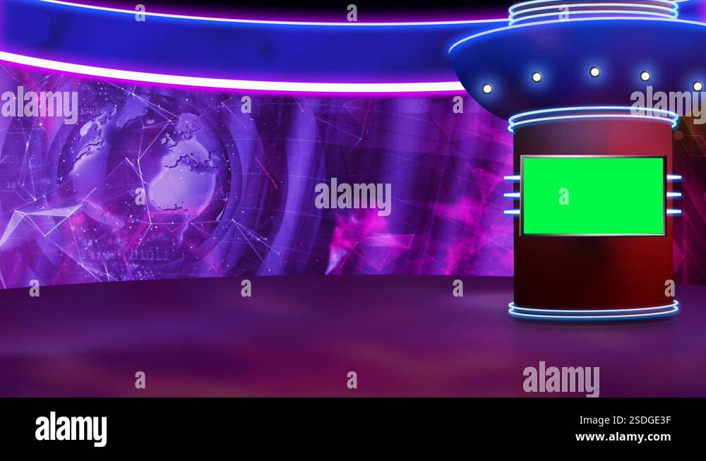 News TV Studio Set 320- Virtual Green Screen Background Loop Stock Video Footage - Alamy