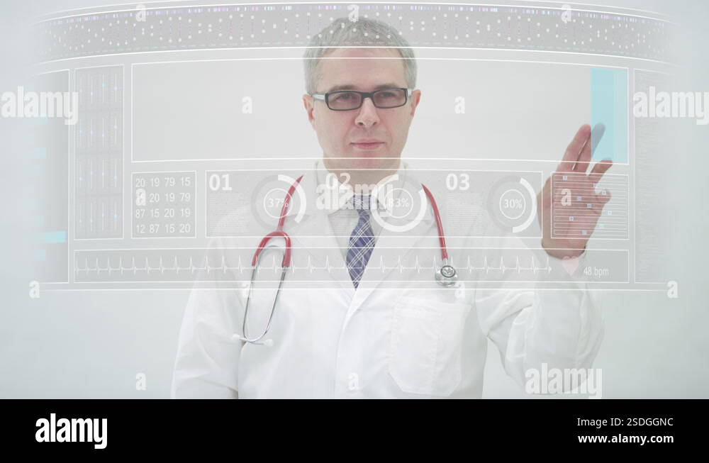 ALZHEIMER'S DISEASE tab is scrolled by a doctor on a modern display ...