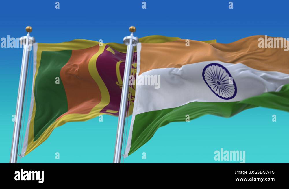 4k Seamless India and Sri Lanka Flags with blue sky background,JP,IND ...