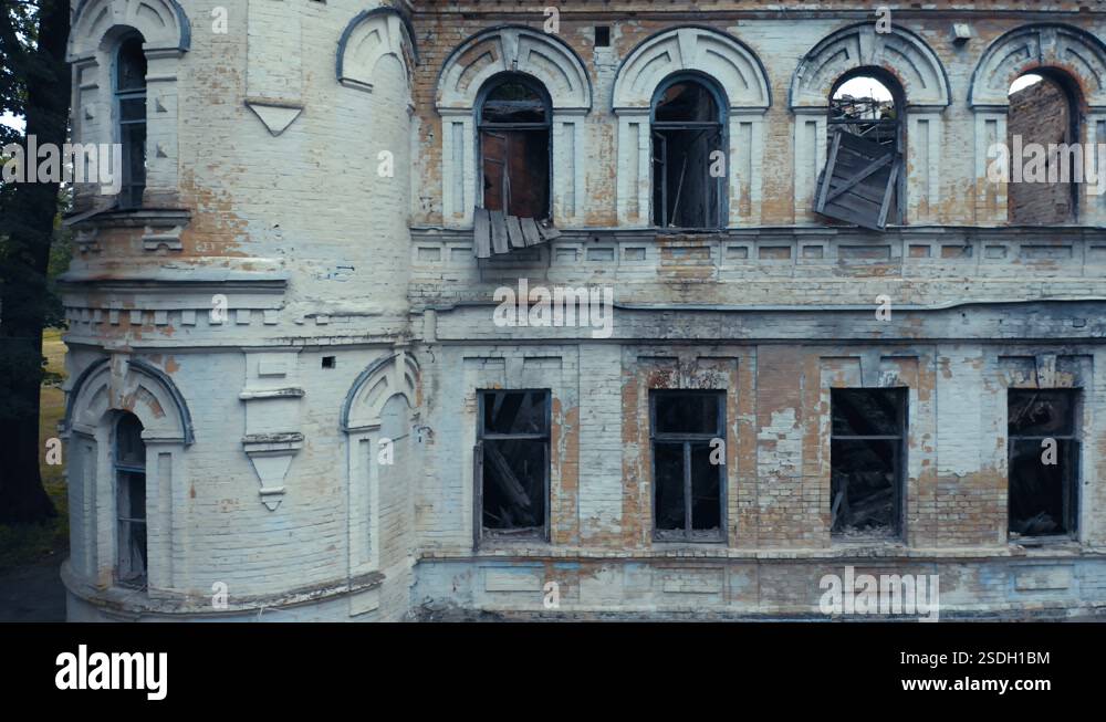 Abandoned 19th century palace or castle (manor or mansion house) with ...