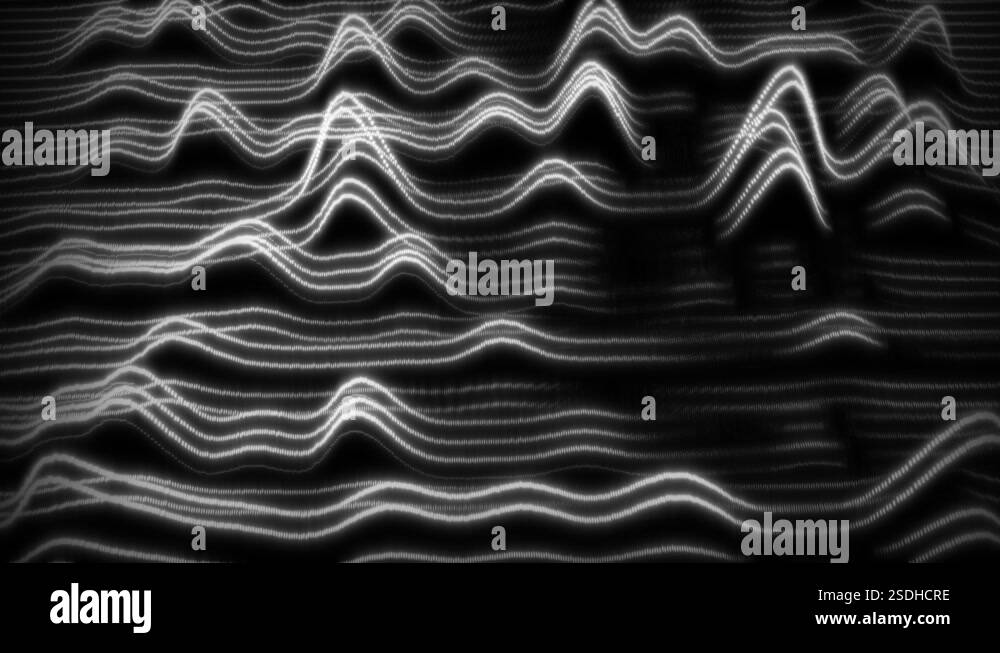 Electric Sound Waves Dancing To The Beat On Black And White Animated ...