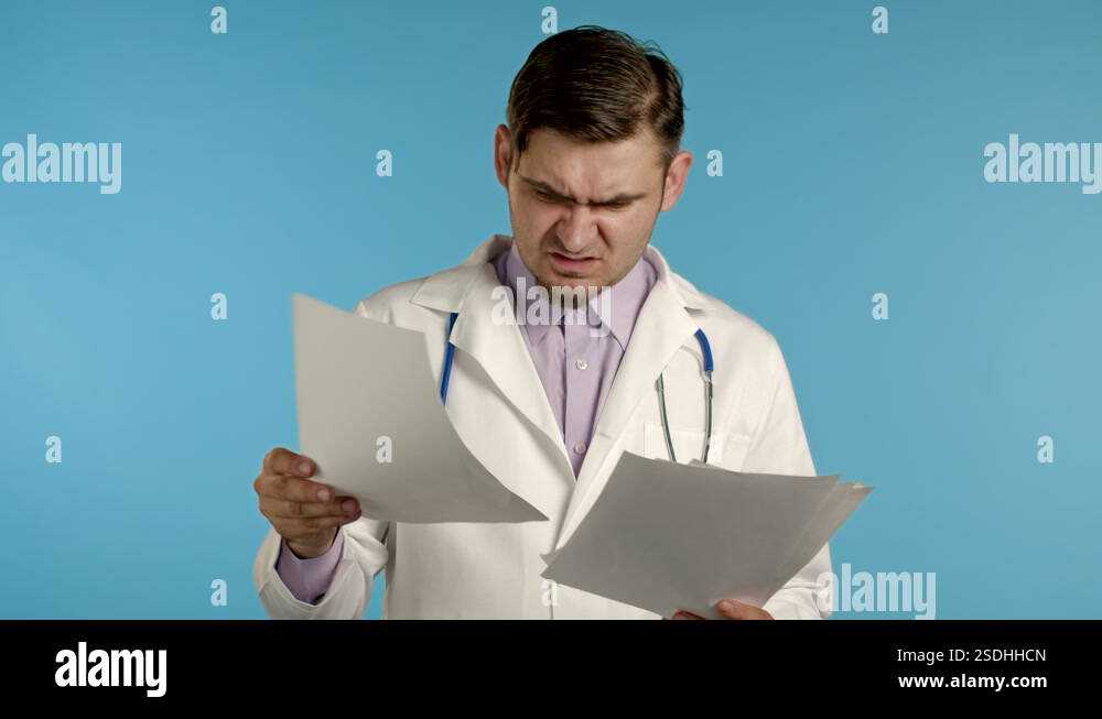 Angry doctor throws away papers. Furious male doc man throwing crumpled ...