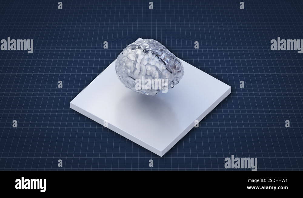 AI Digital brain is divided into two, AI cpu chip appears on a square ...