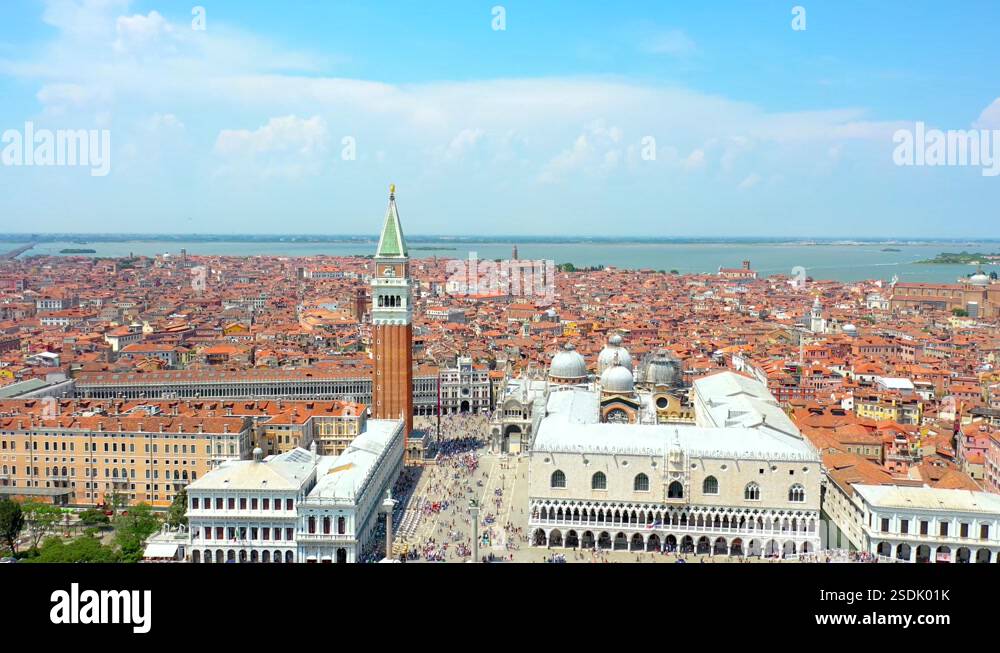 Venice from above , Aerial view of iconic and unique Saint Mark's ...