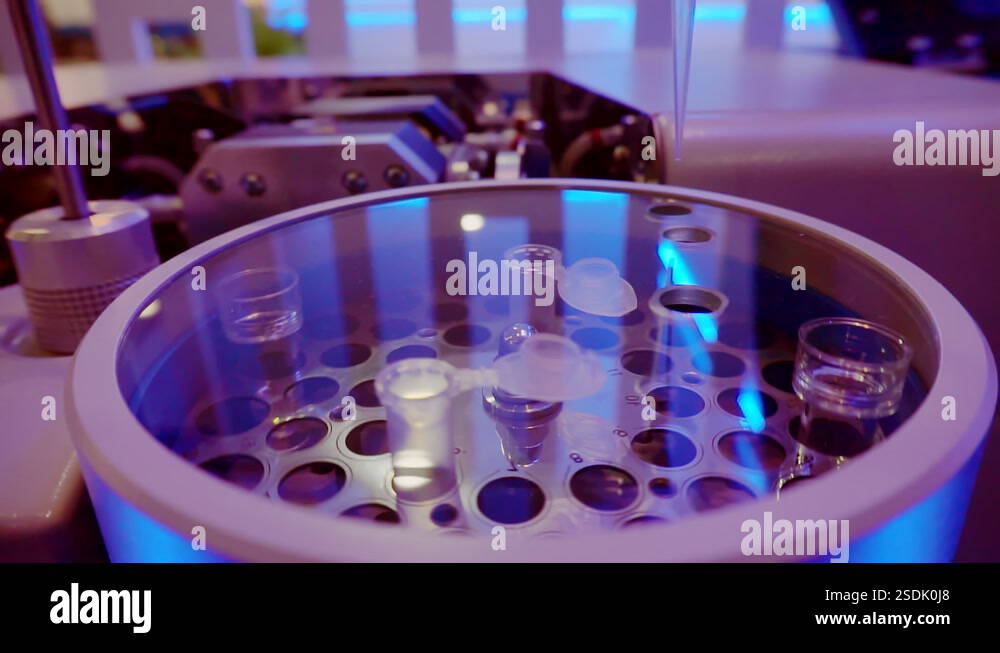 demonstration of the work of a modern automatic substance analyzer ...