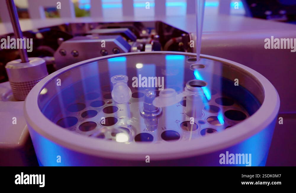 demonstration of the work of a modern automatic substance analyzer ...