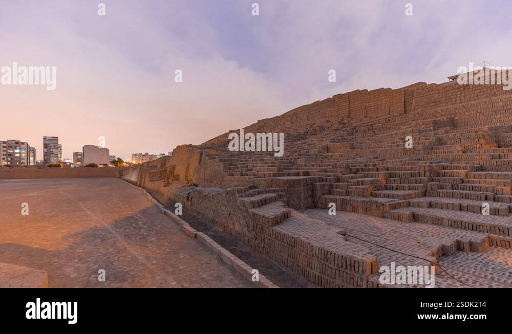 Pyramid of Huaca Pucllana day to night timelapse, pre Inca culture ...