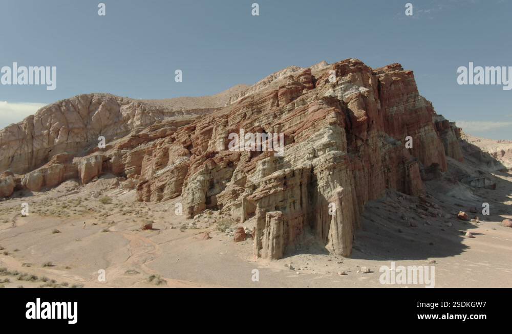 Mojave Desert California Cliffs of Sandstone Rock Formation Aerial Shot ...