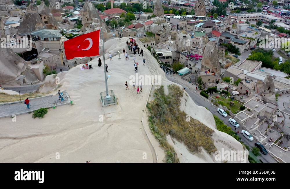 Turkish flag waving at blue sky. Turkey country flag flowing in the ...
