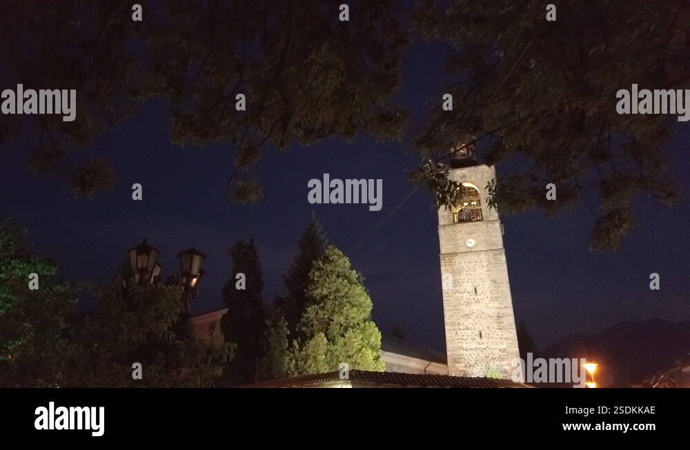 Church tower of Sveta Troitsa Church in Bansko, Bulgaria Stock Video ...