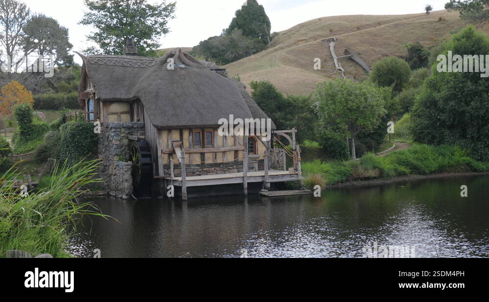 Water mill at Hobbiton film movie set,Matamata,Waikato,New Zealand ...