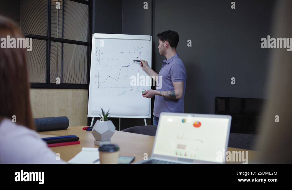 Man presenting graph to colleagues Stock Video Footage - Alamy
