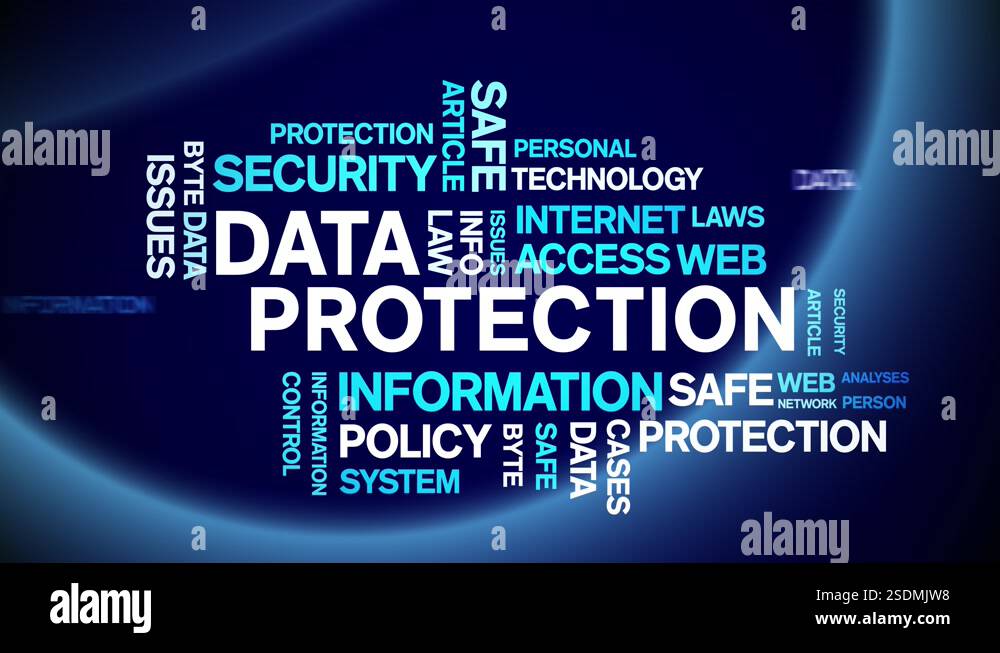 4k Data Protection Animated Tag Word Cloud,Text Design big data ...