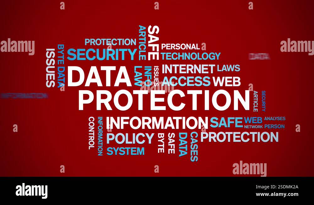 4k Data Protection Animated Tag Word Cloud,Text Design big data ...