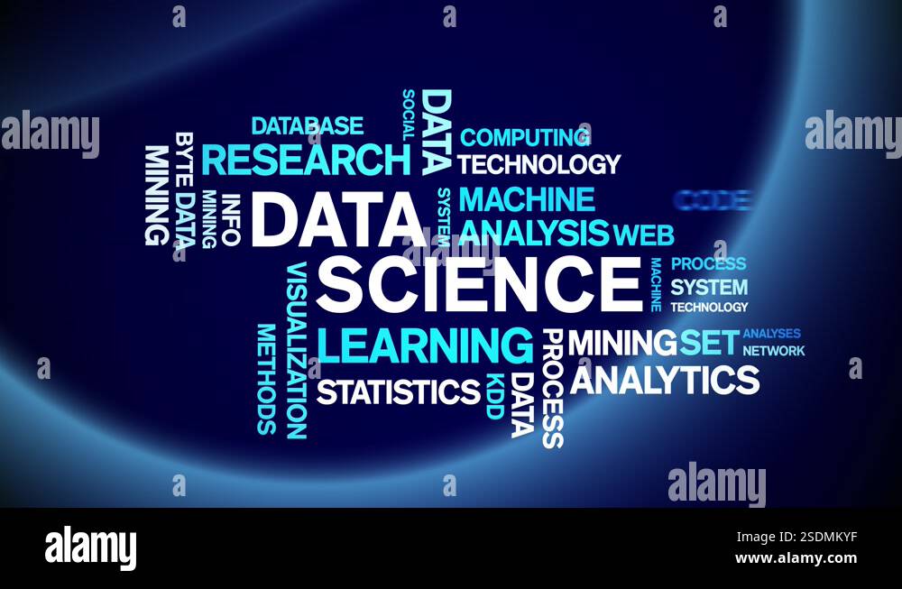 4k Data Science Animated Tag Word Cloud,Text Design Animation seamless loop Stock Video Footage ...
