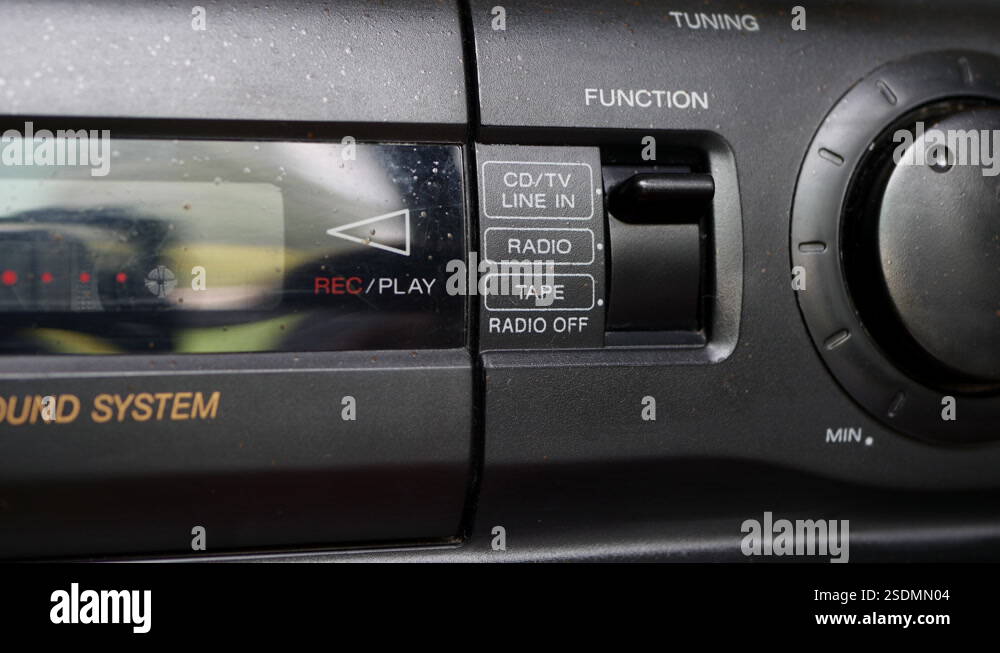 A Woman's Hand Switches The Toggle Switch On Tape Mode On A Old ...