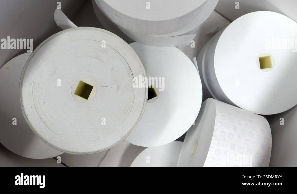 The top view of the white ticket rolls in Helsinki Finland Stock Video ...