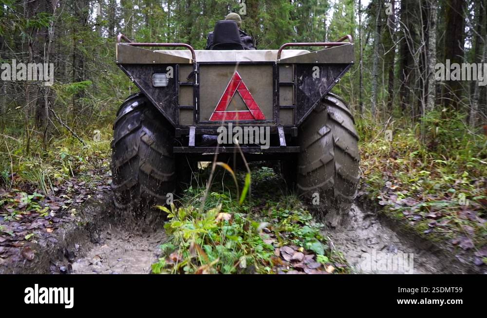 A hunter rides a swamp vehicle Stock Video Footage - Alamy