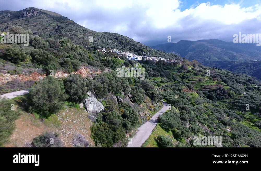 Crete - Drone photography of Crete Greek village on the slopes of the ...