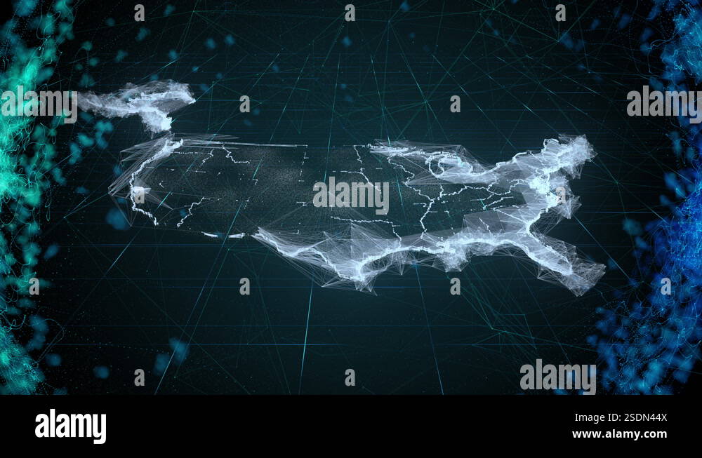 US map, animated TV news studio background, important updates, events ...