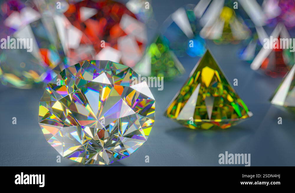 Colorful brilliant diamonds 3D render animation Stock Video Footage - Alamy