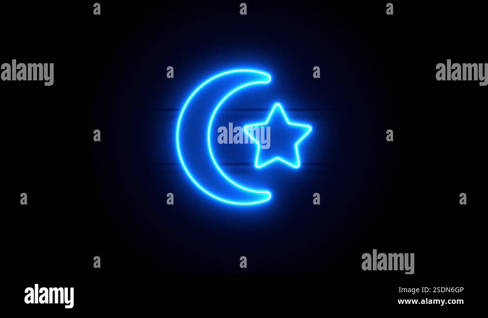 Star Crescent neon sign appear in center and disappear after some time ...