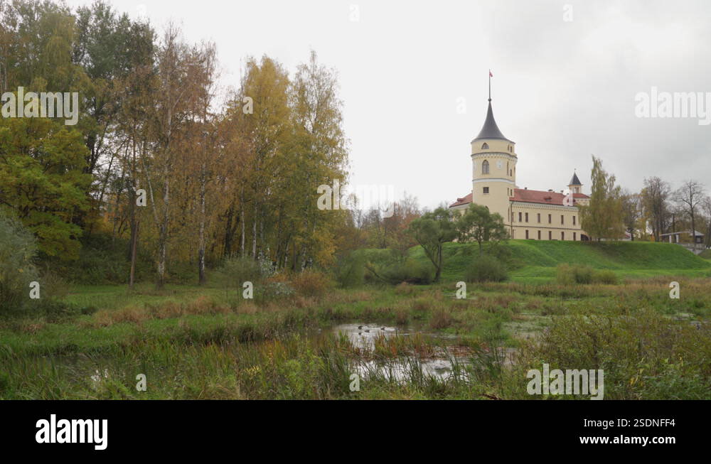 Pavlovsk Park, St. Petersburg, Mariental pond Bip Fortress on Slavyanka River Stock Video ...