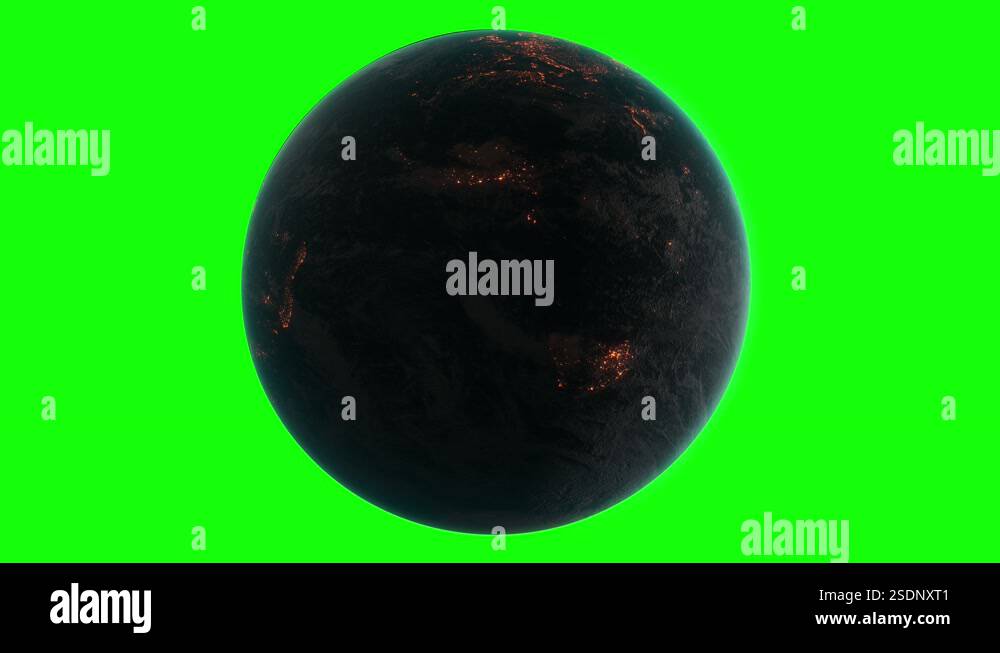 CGI Animation of full Planet Earth in Classic Spinning Rotation Over a ...