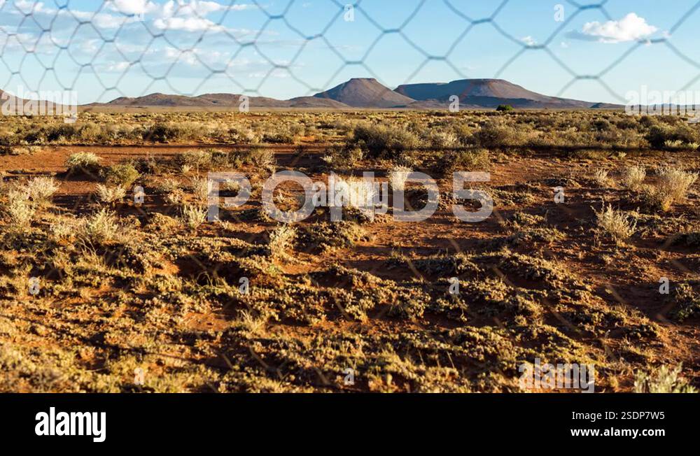 A static timelapse of a typical Karoo landscape, late afternoon with a ...