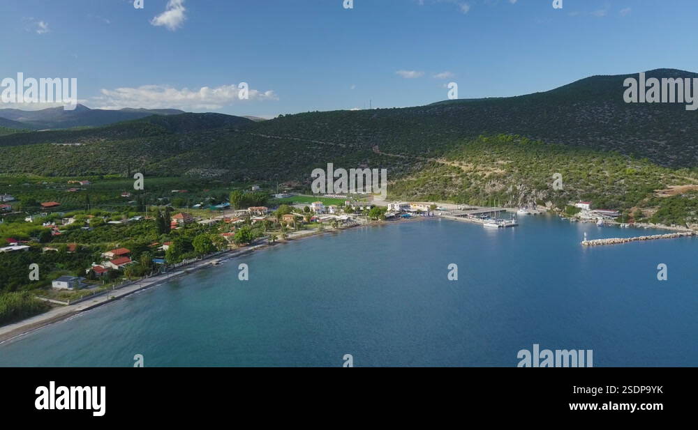 Aerial view of Nea Epidavros Island and harbor on a sunny day Stock ...