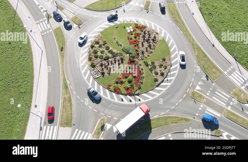 Dutch-style roundabout with cycle and pedestrian zebra crossings ...