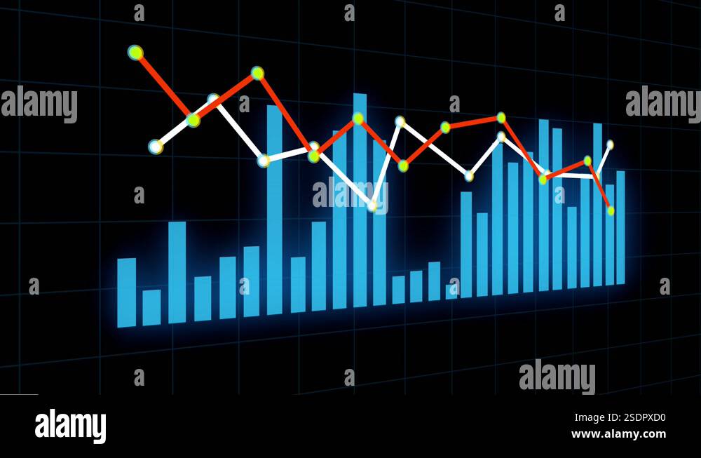 4K financial stock chart,Business Data trend hud Graph,Economic node ...
