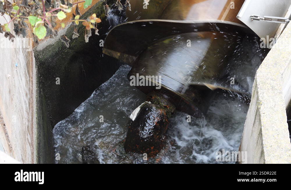 Screw with pump used for cleaning sewage in operation Stock Video ...