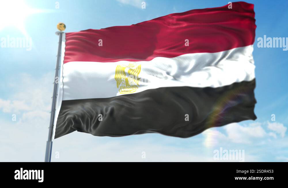 4k 3D Illustration of the waving flag on a pole of country Egypt Stock ...