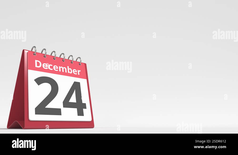 December 25 date on the flip desk calendar page, blank space for user ...